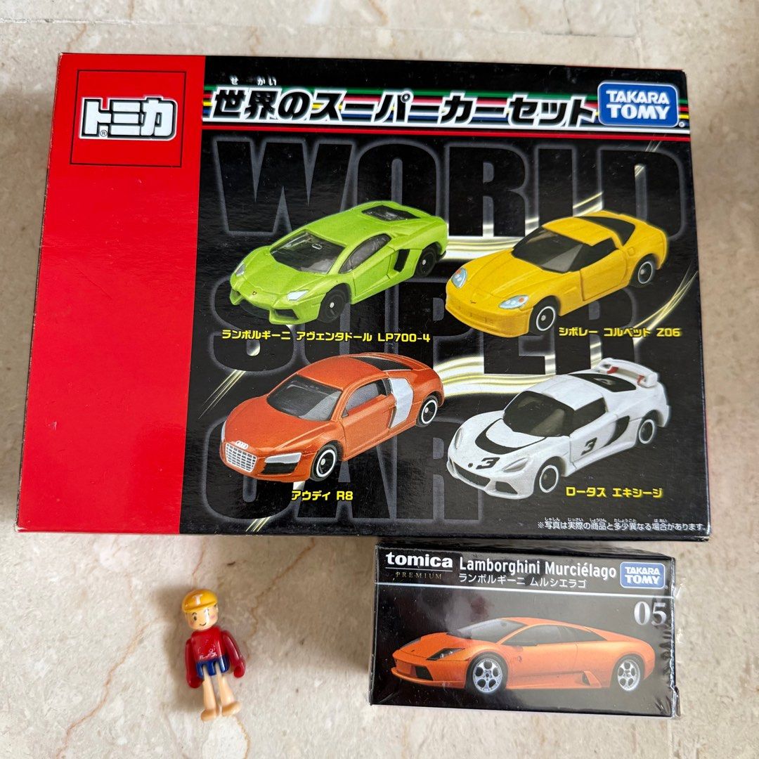 Tomica 4 car set lamborghini corvette audi r8 lotus & Tomica premium ...