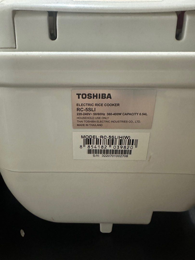 Toshiba Electric Rice Cooker RC-5SL, 家庭電器, 廚房電器, 鍋具 - Carousell
