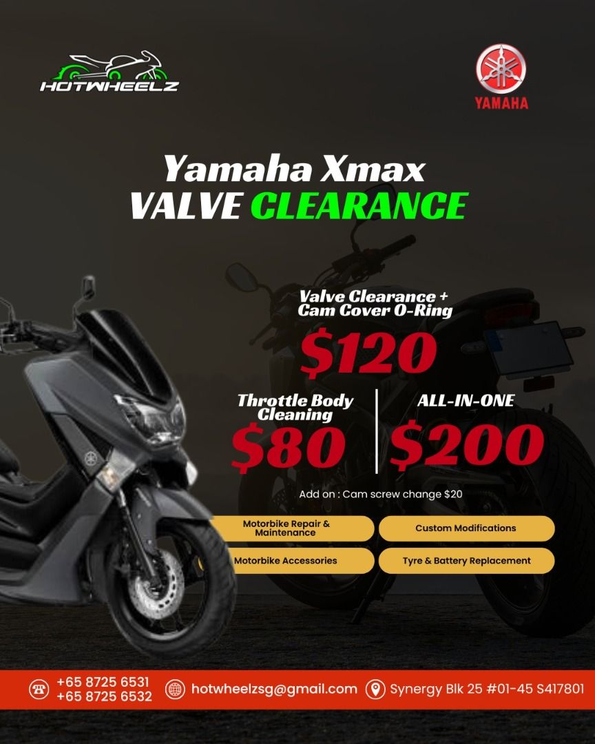 VALVE CLEARANCE /THROTTLE BODY SERVICE PACKAGE -YAMAHA AEROX/NMAX/XMAX ...