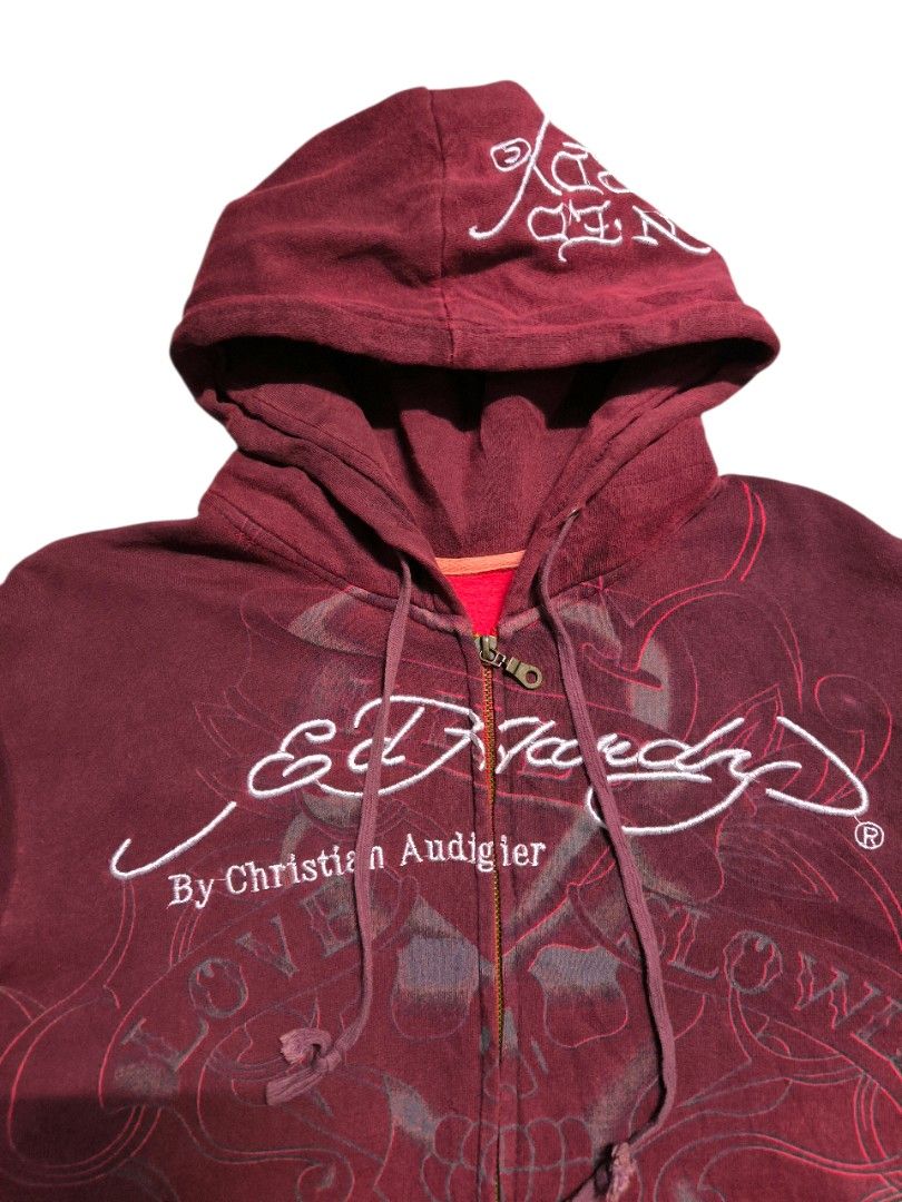VINTAGE Y2K ED HARDY ZIP UP HOODIE TWO TONE COLOR MADE IN USA SIZE XL ...