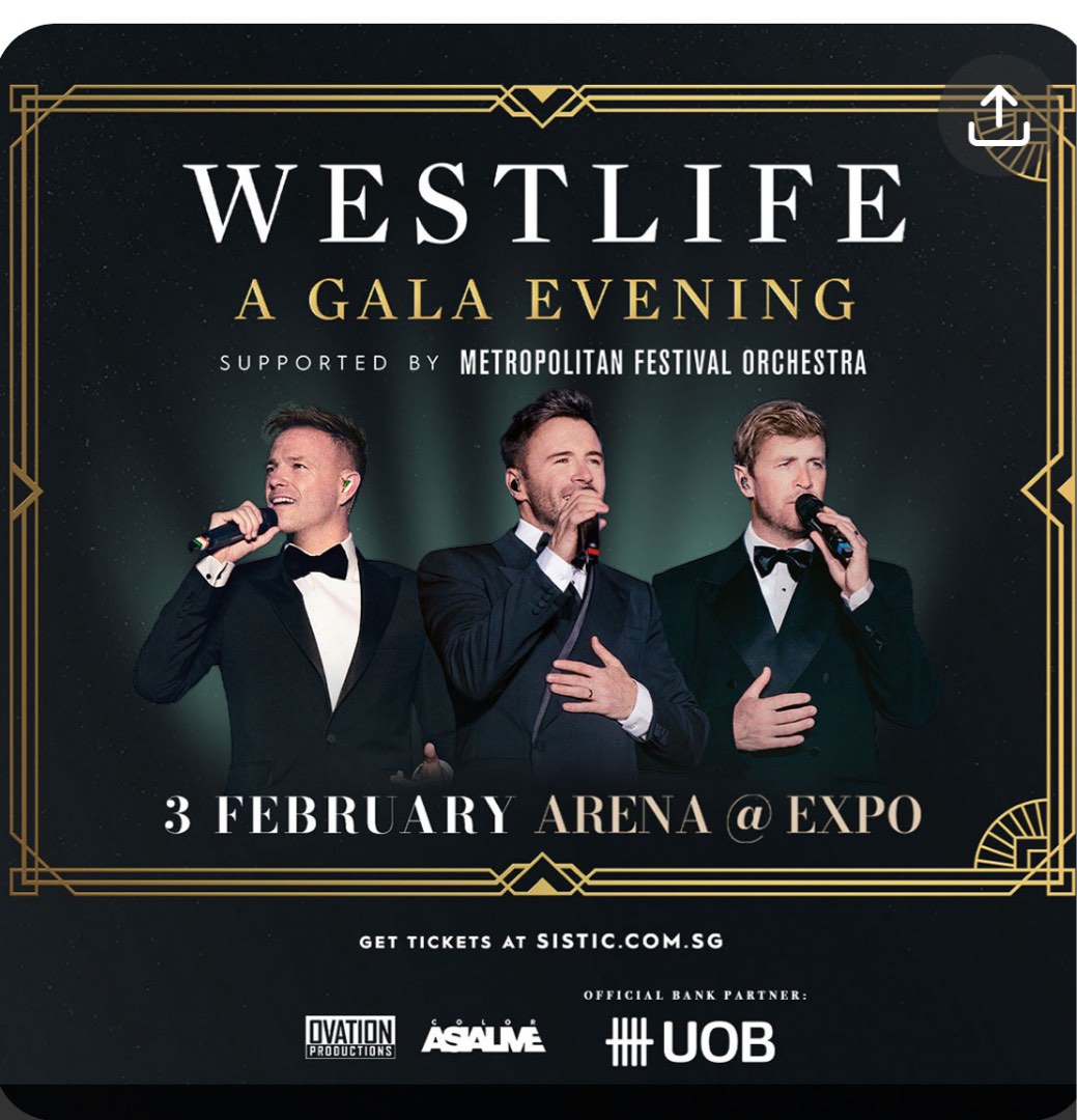 Westlife Cat 1 ticket. 2nd row from front. , Tickets & Vouchers, Event ...
