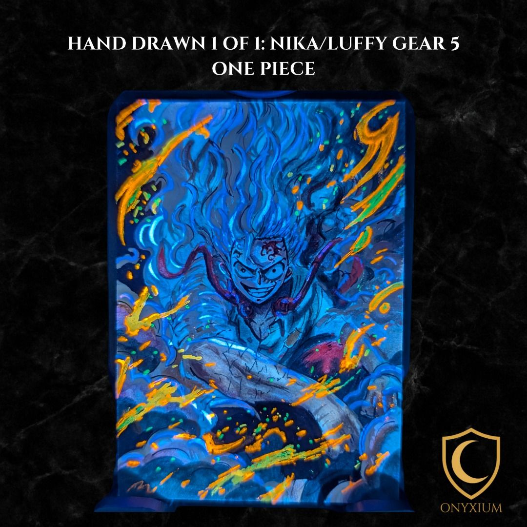 1 of 1 Hand Drawn Card/手绘卡 - Nika/Luffy Gear 5 One Piece (UV), Hobbies ...