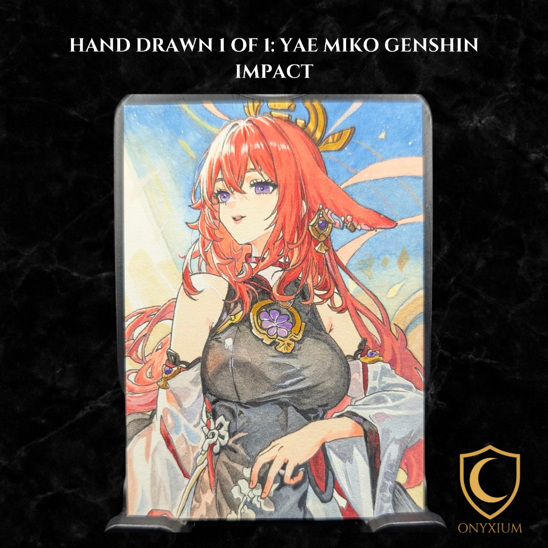 1 of 1 Hand Drawn Card/手绘卡 - Yae Miko Genshin Impact (UV), Hobbies ...