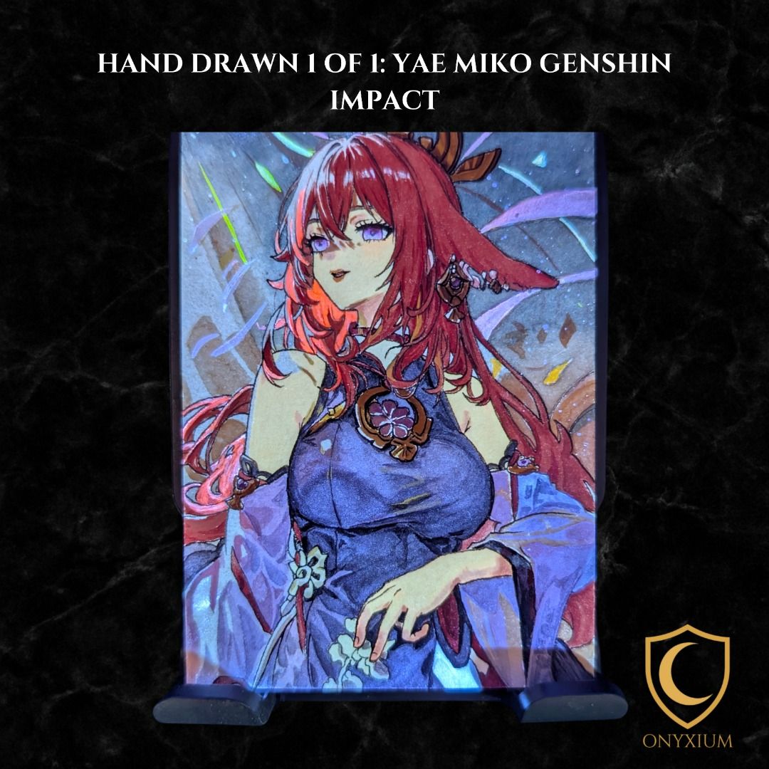 1 of 1 Hand Drawn Card/手绘卡 - Yae Miko Genshin Impact (UV), Hobbies ...