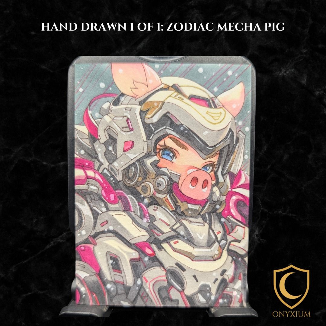 1 of 1 Hand Drawn Card/手绘卡 - Zodiac Mecha Pig (UV), Hobbies & Toys ...