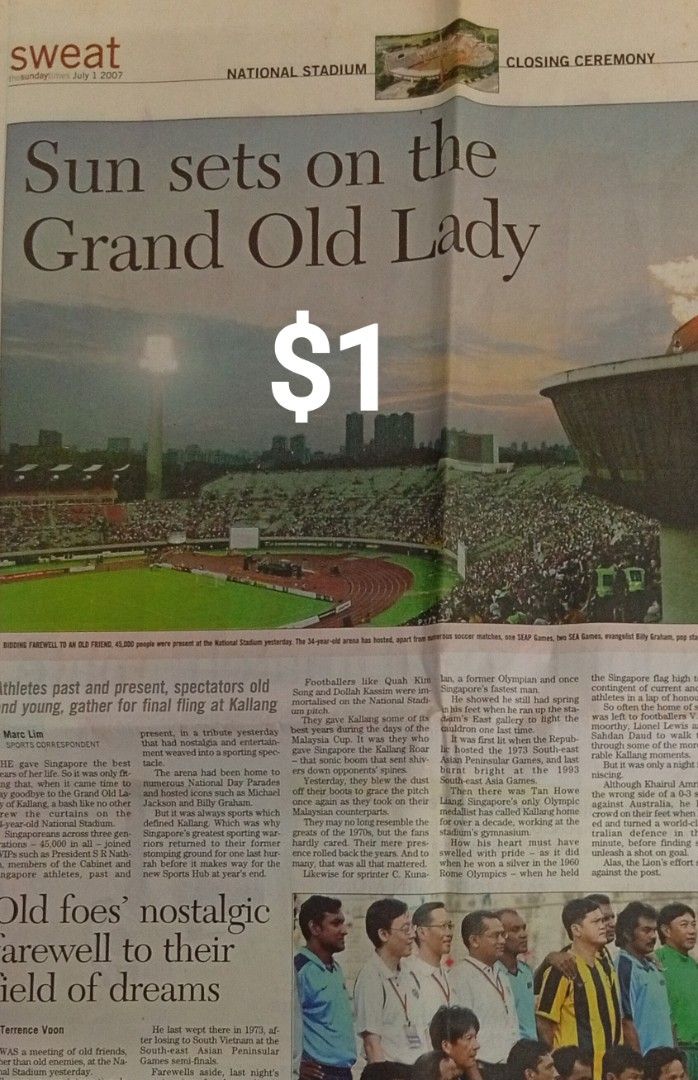 2007 Singapore National Stadium Closing Ceremony Newspaper, Hobbies ...