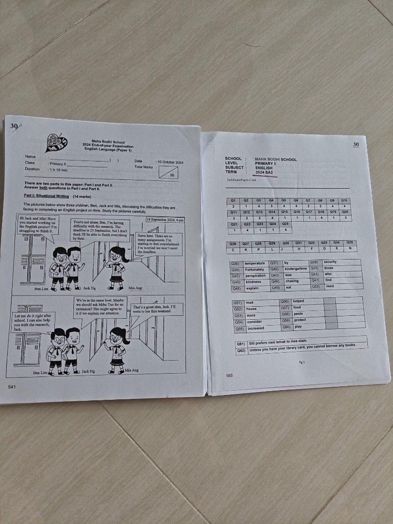 2024 P5 Exam Papers (English), Hobbies & Toys, Books & Magazines ...