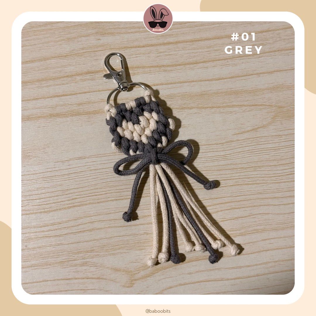 [3+1 SET] Handmade Macrame Heart Keychains, Hobbies & Toys, Stationery ...