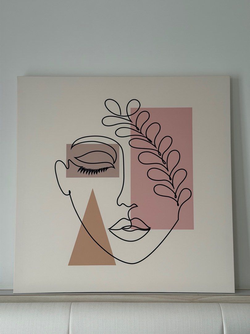 Abstract Face Line Art Canvas Print, Hobbies & Toys, Art & Prints on ...