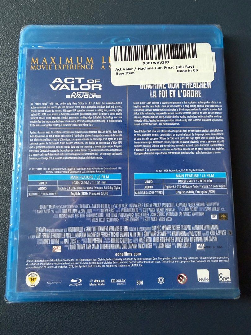 Act of Valor / Machine Gun Preacher Blu-ray 2-Film Collection, Hobbies ...