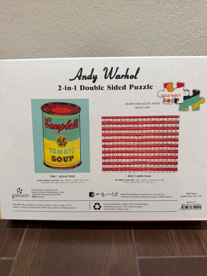 Andy Warhol Campbell's Tomato Soup 2 in 1 Puzzle, Hobbies & Toys, Toys ...