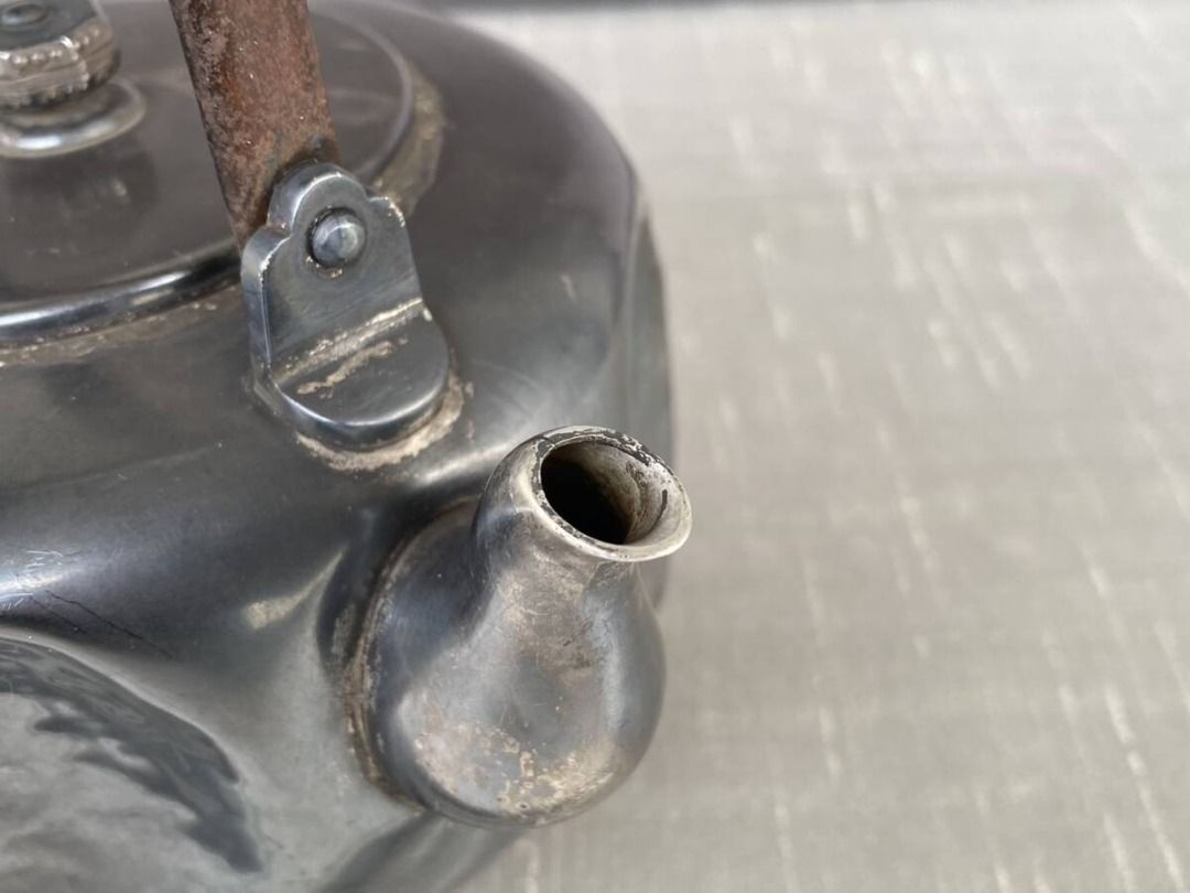 Antique Sencha Tea Utensils, Pure Silver Hishigi Kettle, 449g, Gold and ...