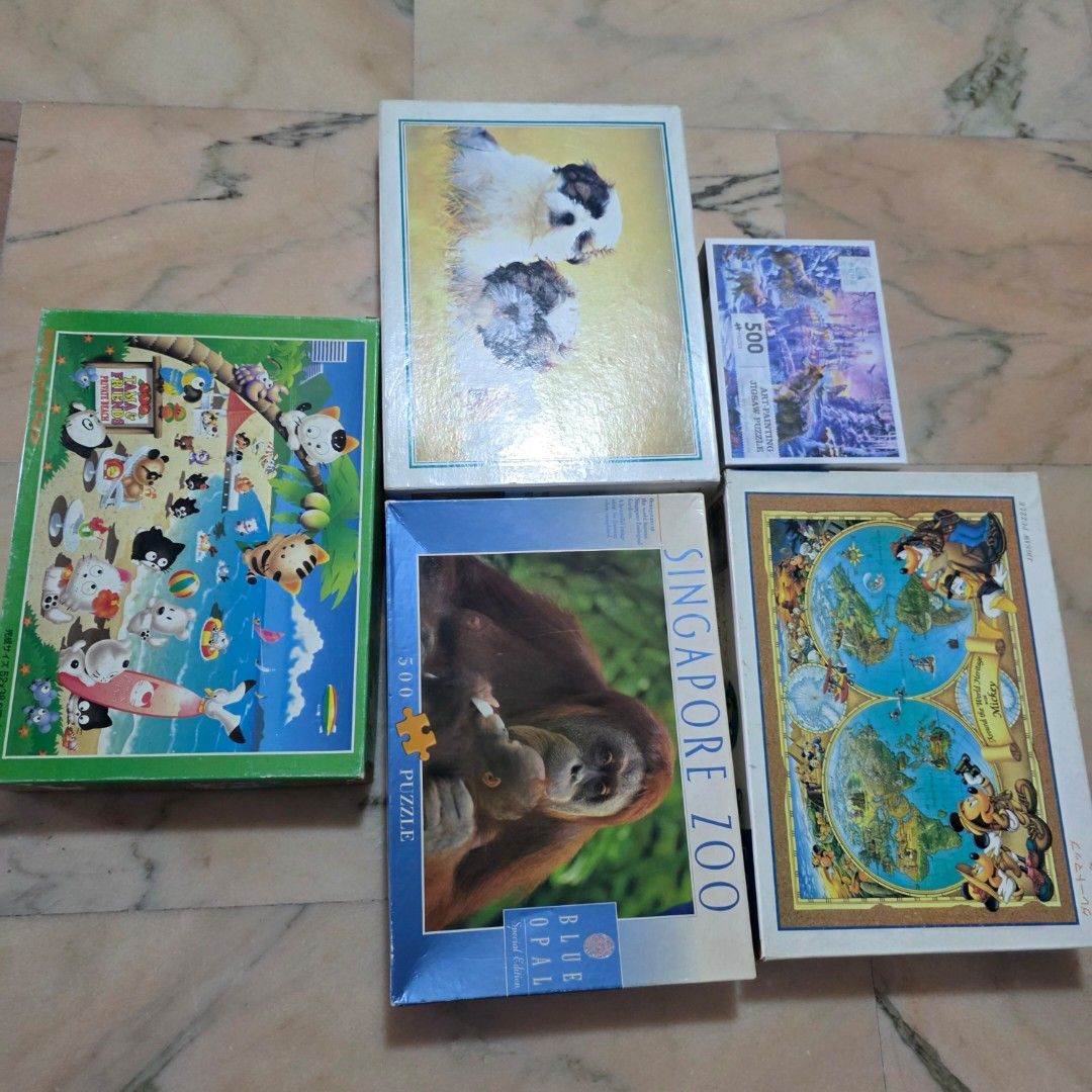 Assorted 500-Piece Jigsaw Puzzles - Singapore Zoo, Puppies, etc ...