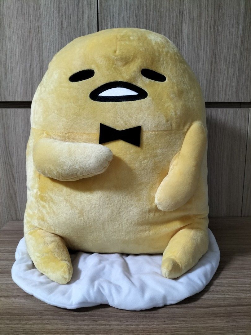 Authentic Sanrio Gudetama Big Plush Toy with Bowtie, Hobbies & Toys ...