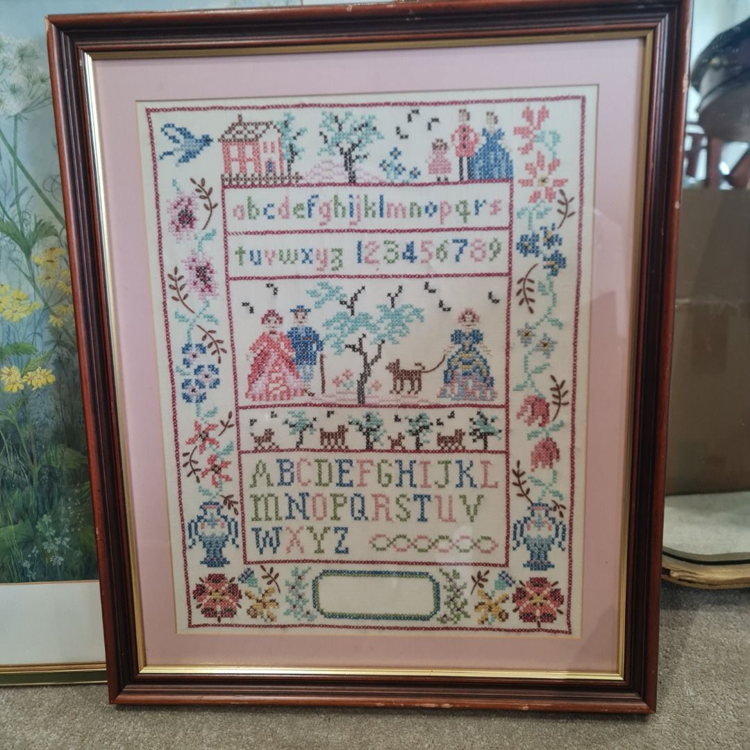 Big Victorian Sewing Sample Rare - Vintage Embroidered Alphabet Sampler ...