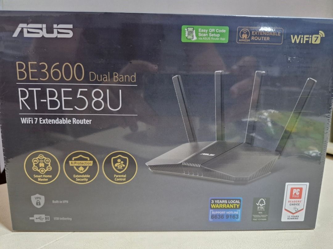 [BNIB] ASUS RT-BE58U BE3600 WiFi 7 Extendable Router, Computers & Tech ...