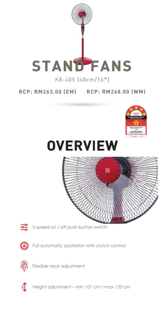 Brand new KDK Stand Fan, Furniture & Home Living, Lighting & Fans, Fans ...