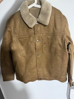 Mens Faux Leather Winter Jacket with Sherpa Collar, Men's Fashion ...