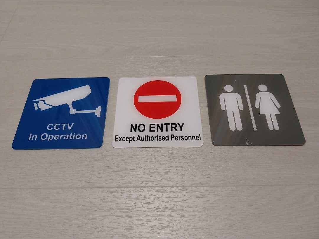 CCTV, No Entry, and Toilet Signage, Everything Else on Carousell