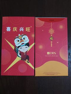 CNY DBS POSB Bank Red Packets (6 pieces) Boy Girl Squirrel Pink Orange ...