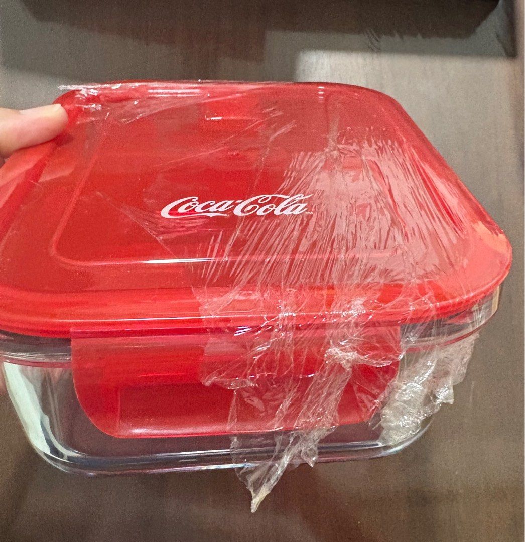 Coca-Cola Glass Container with Red Lid, Furniture & Home Living ...