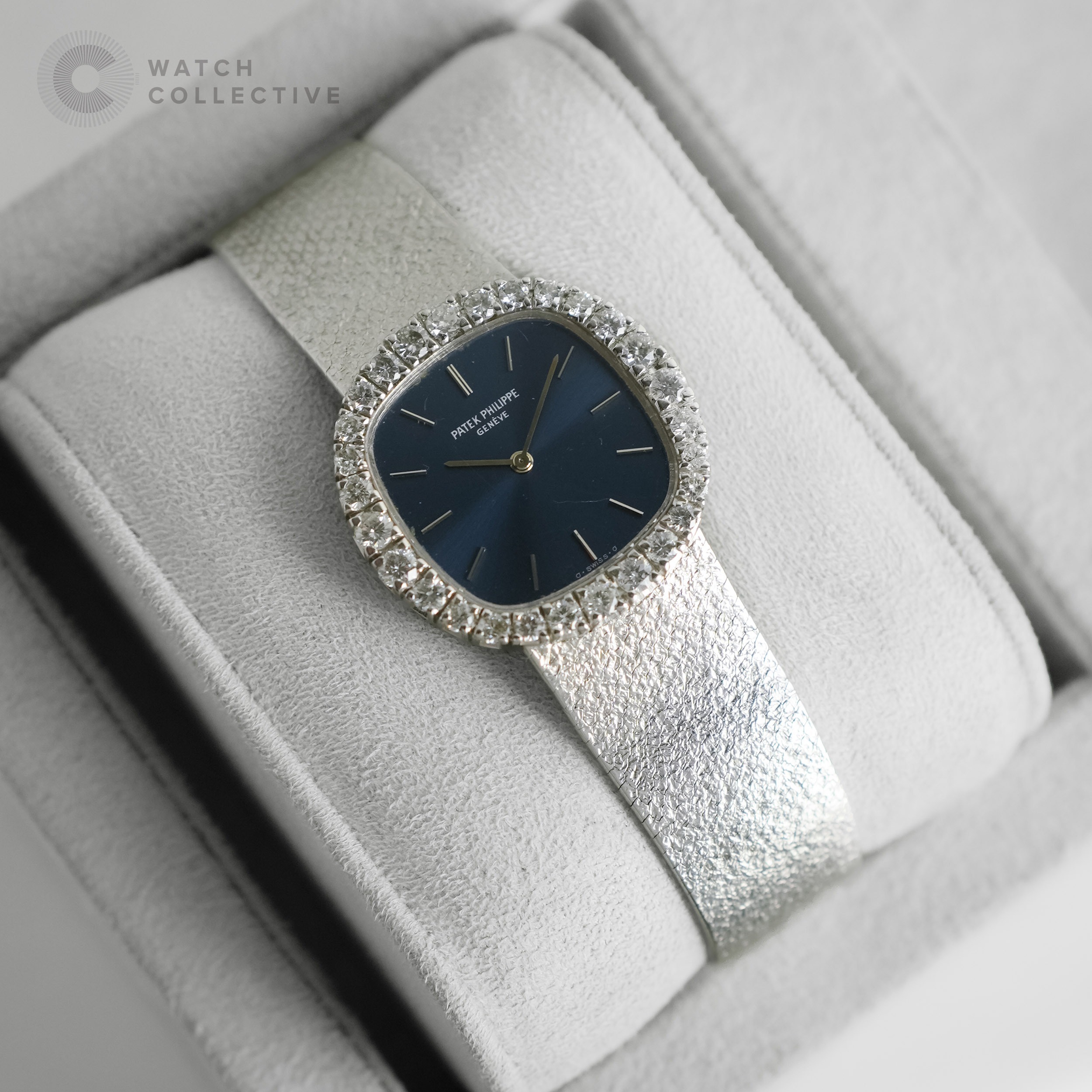 💎DIAMOND ELLIPSE💎 Patek Philippe Ellipse 18k White Gold Blue Dial ...