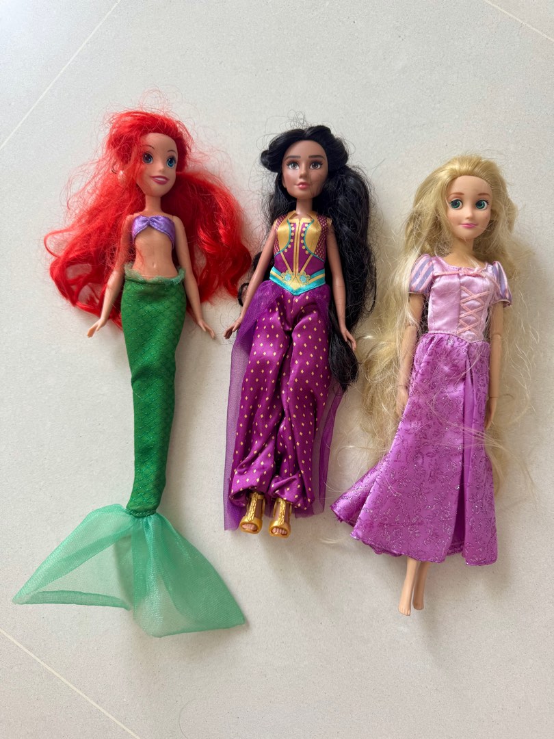 Disney Princess Dolls - Ariel, Jasmine, Rapunzel, Hobbies & Toys, Toys ...