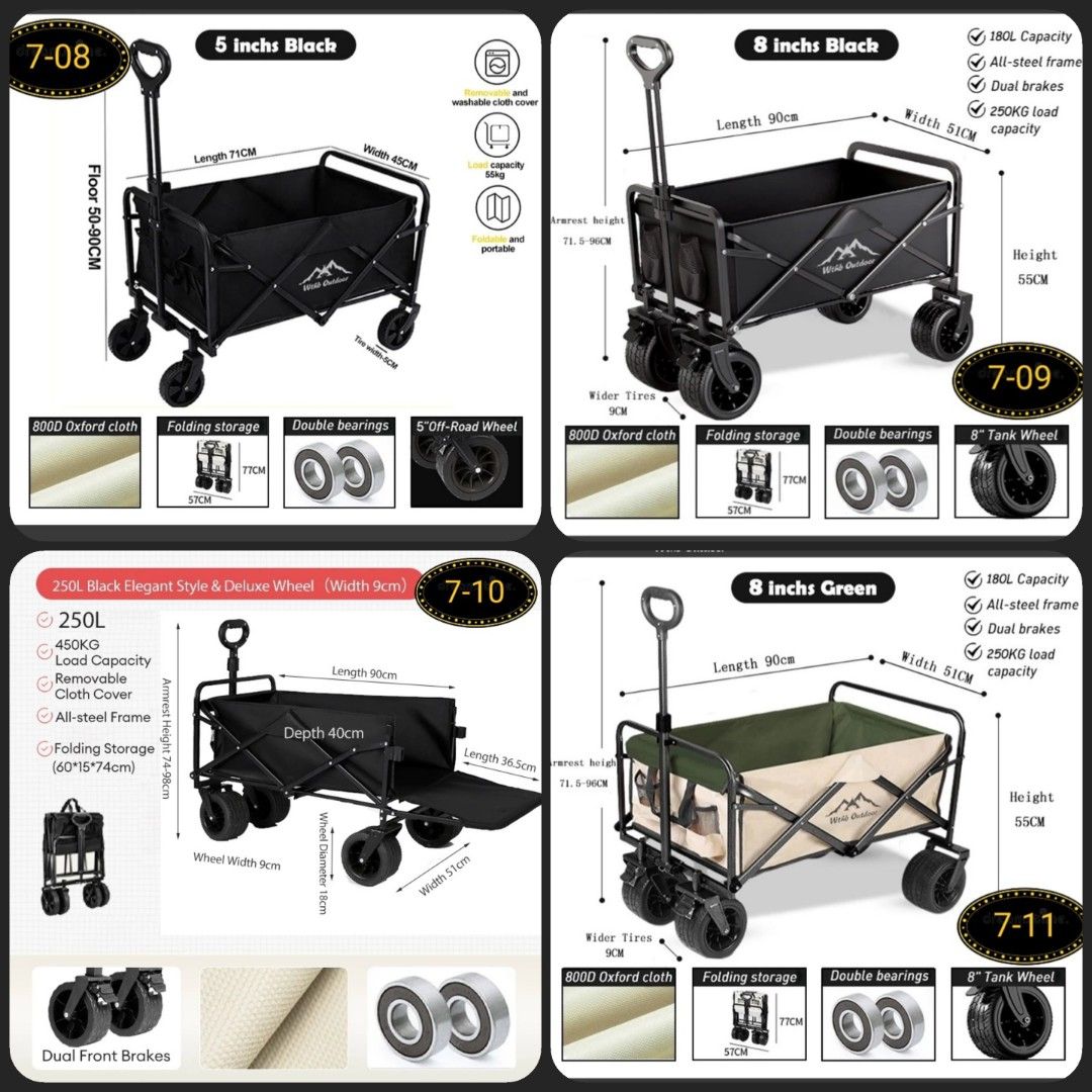 Foldable Camping Wagon 300L | Heavy-Duty Utility Trolley | Garden ...