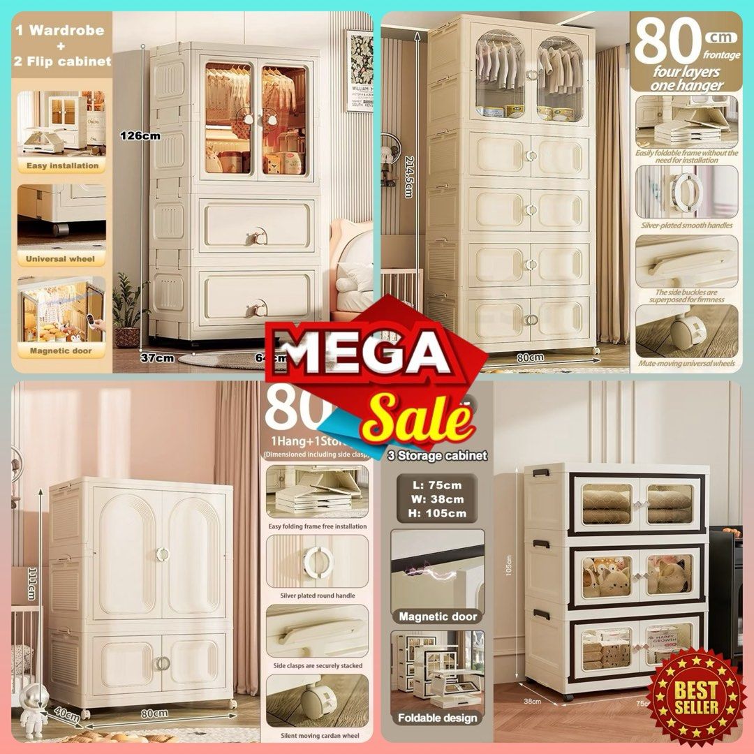 Foldable Storage Cabinet for Toys and Clothes | Movable Storage Box ...