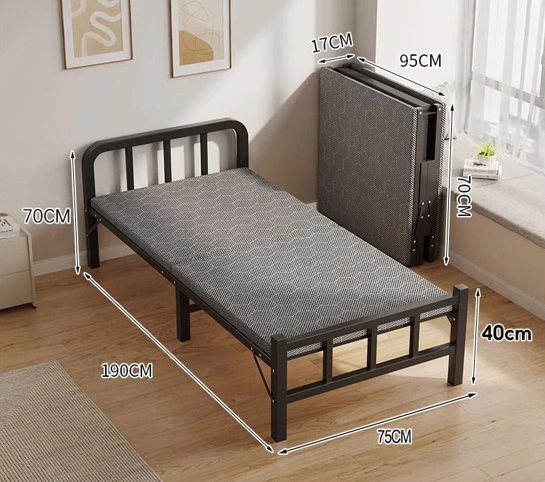 Folding Bed | Single Foldable Portable Bed Frame | Space-Saving Guest ...