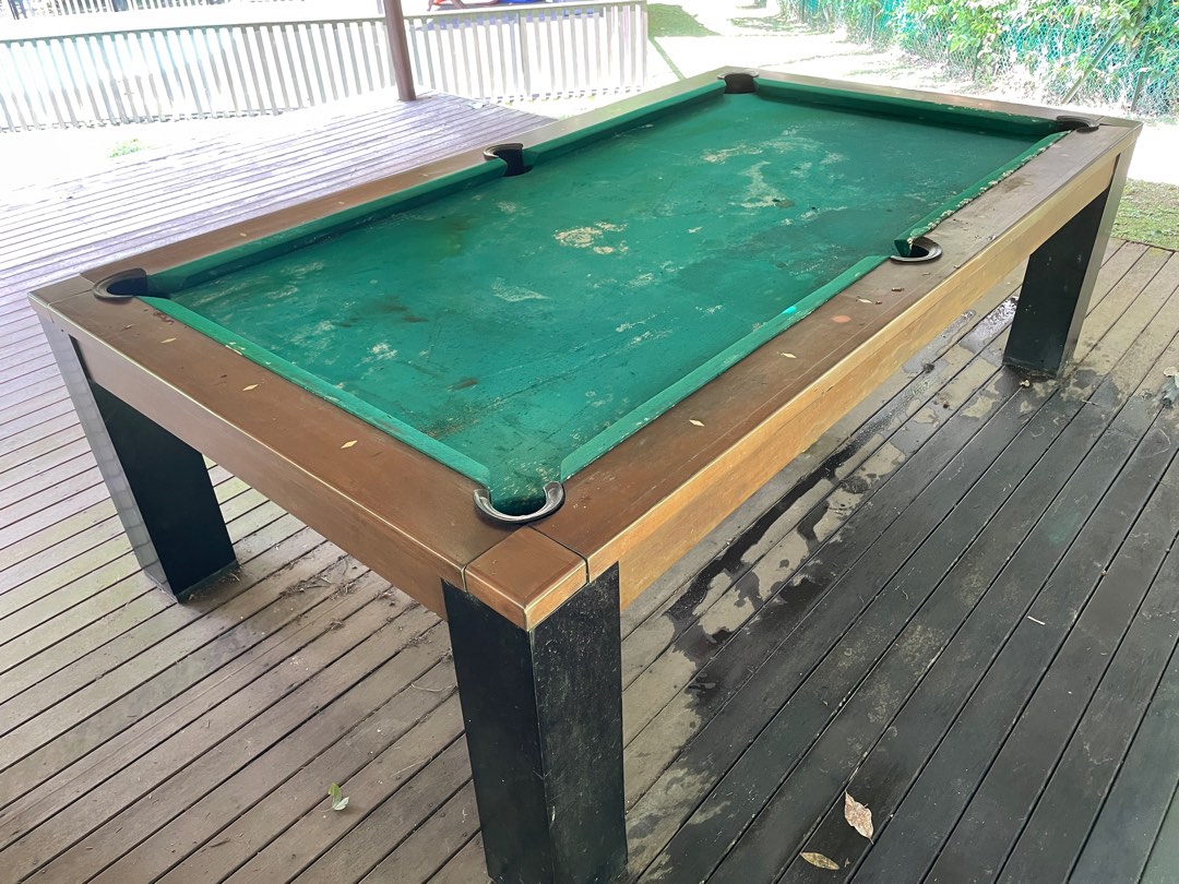 FREE 8ft slate pool table with dining table top, Sports Equipment ...