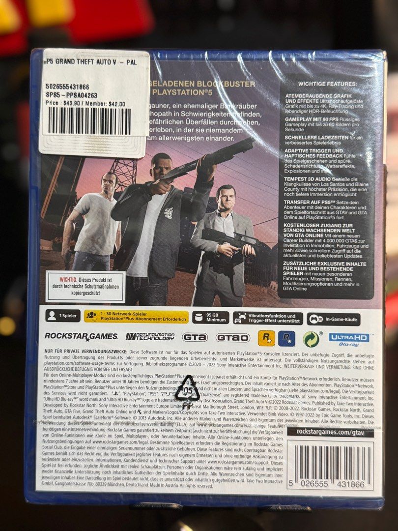 Grand Theft Auto V (GTA 5) - PS5 - Brand New, Video Gaming, Video Games ...