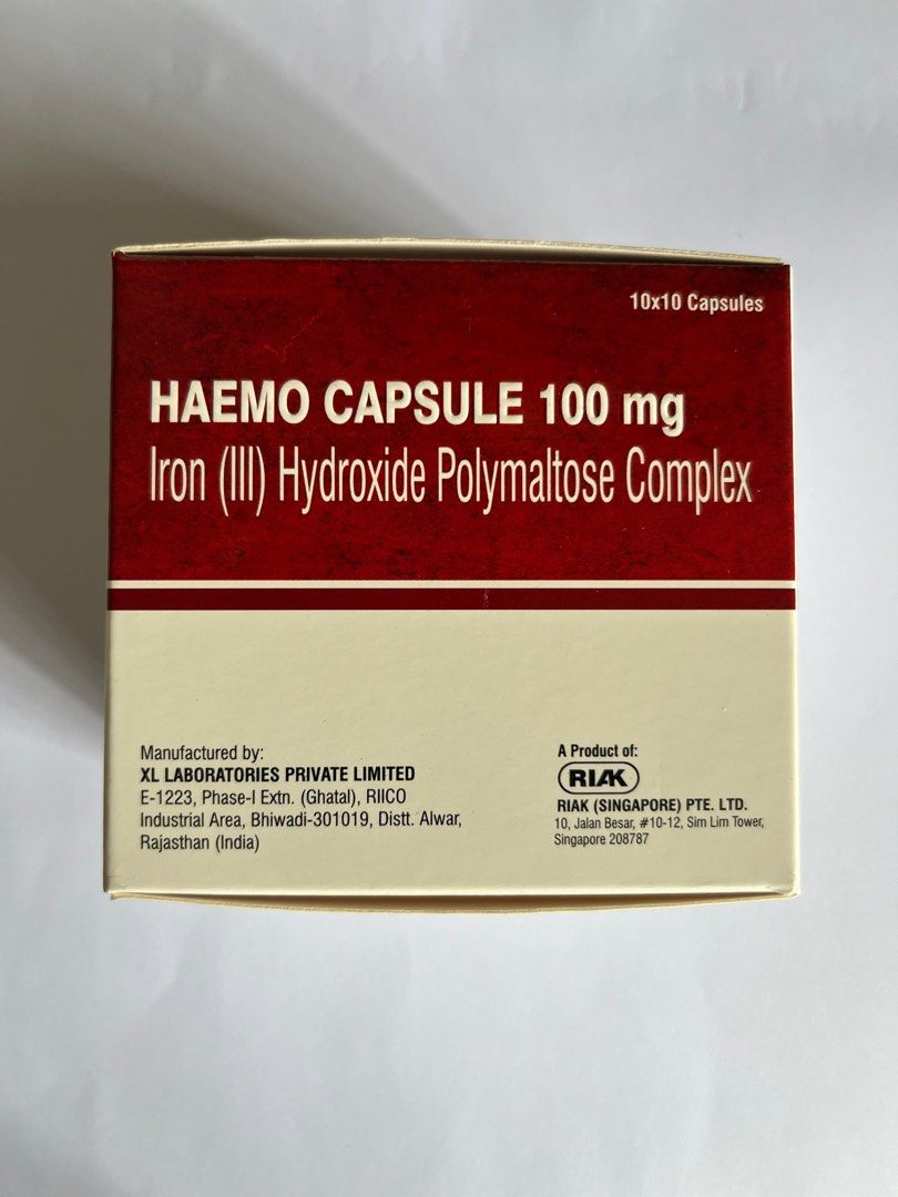Haemo Capsule 100mg Iron Supplement, Health & Nutrition, Health ...