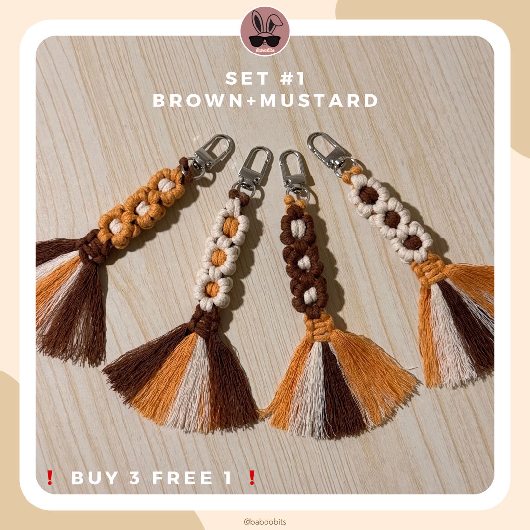 [3+1 SET] Handmade Macrame Heart Keychain Sets, Hobbies & Toys ...