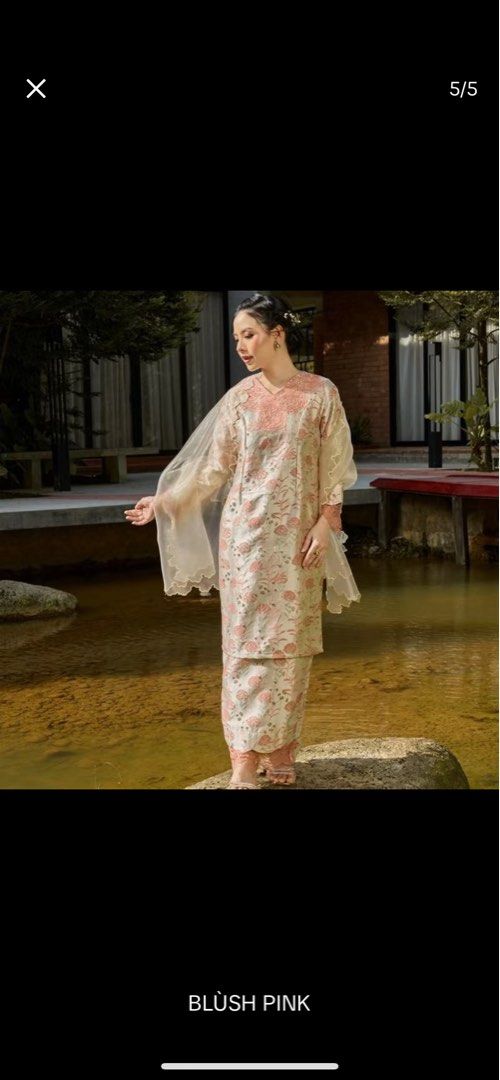 Blush Pink Haura Belle Citra Kurung 2026, Women's Fashion, Muslimah ...