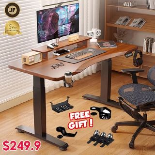 Electric Height Adjustable Ergonomic Curved Table, Furniture & Home ...