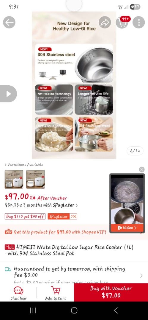 HIMEJI White Digital Low Sugar Rice Cooker (1L), TV & Home Appliances ...