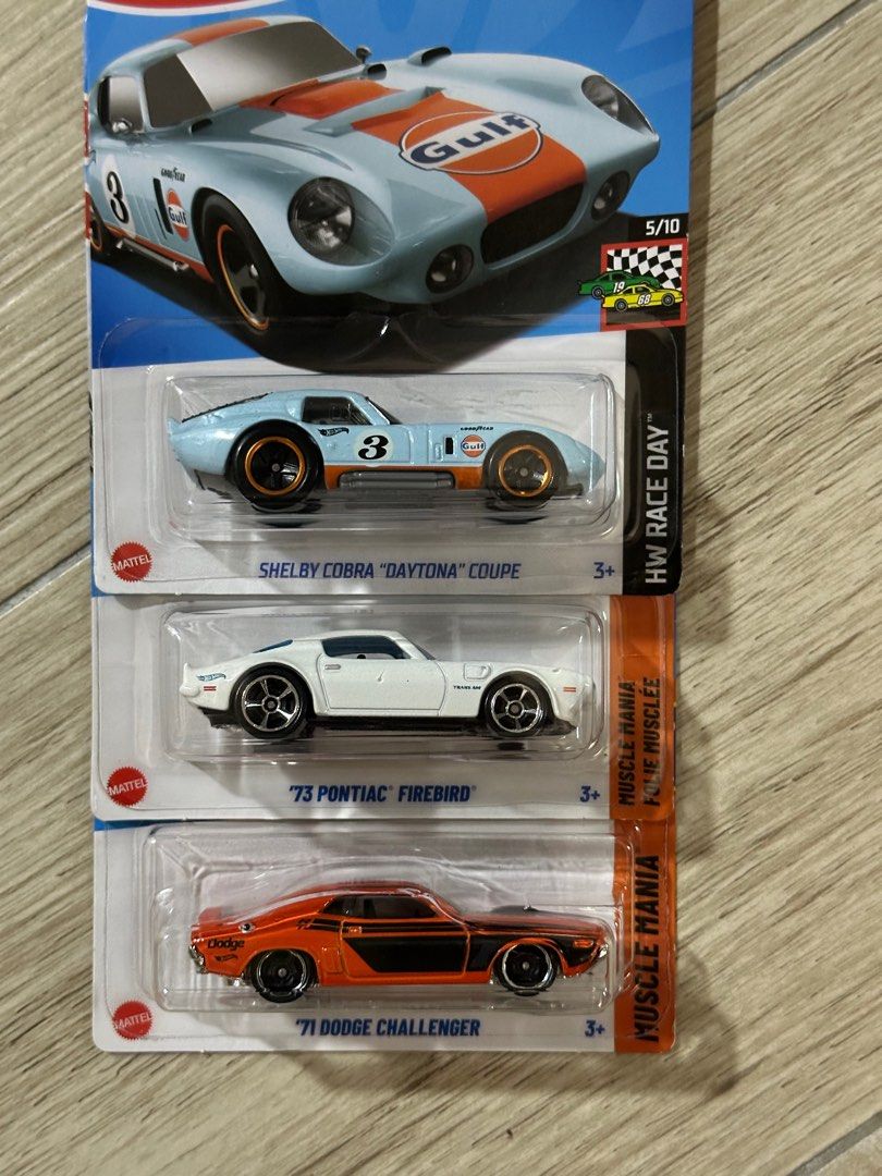 3 Hot Wheels Shelby Cobra Daytona 73 Pontiac Firebird 71 Dodge ...