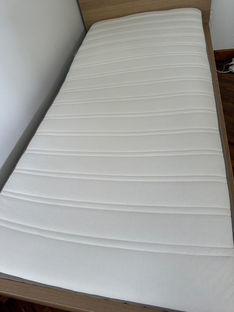 IKEA MALM Bed Frame with HAMARVIK Mattress, Furniture & Home Living ...