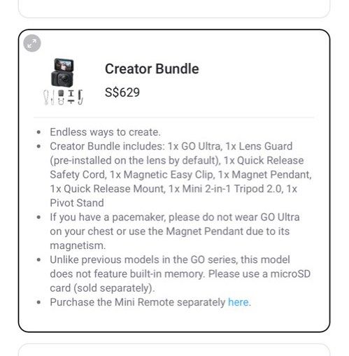 Insta360 GO Ultra Creator Bundle, Photography, Cameras on Carousell