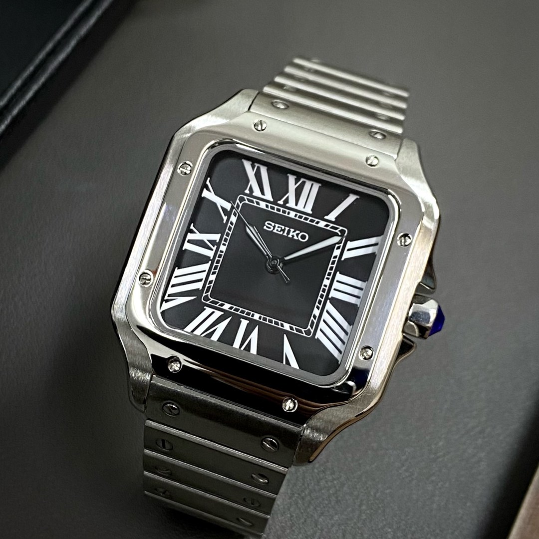 [INSTOCK] Santos Classic Black Modded Watch, Men's Fashion, Watches ...