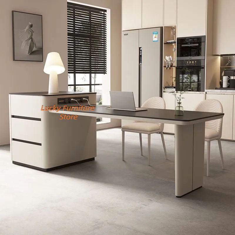 Island Table Long dining table Sintered stone top Equipped with track ...