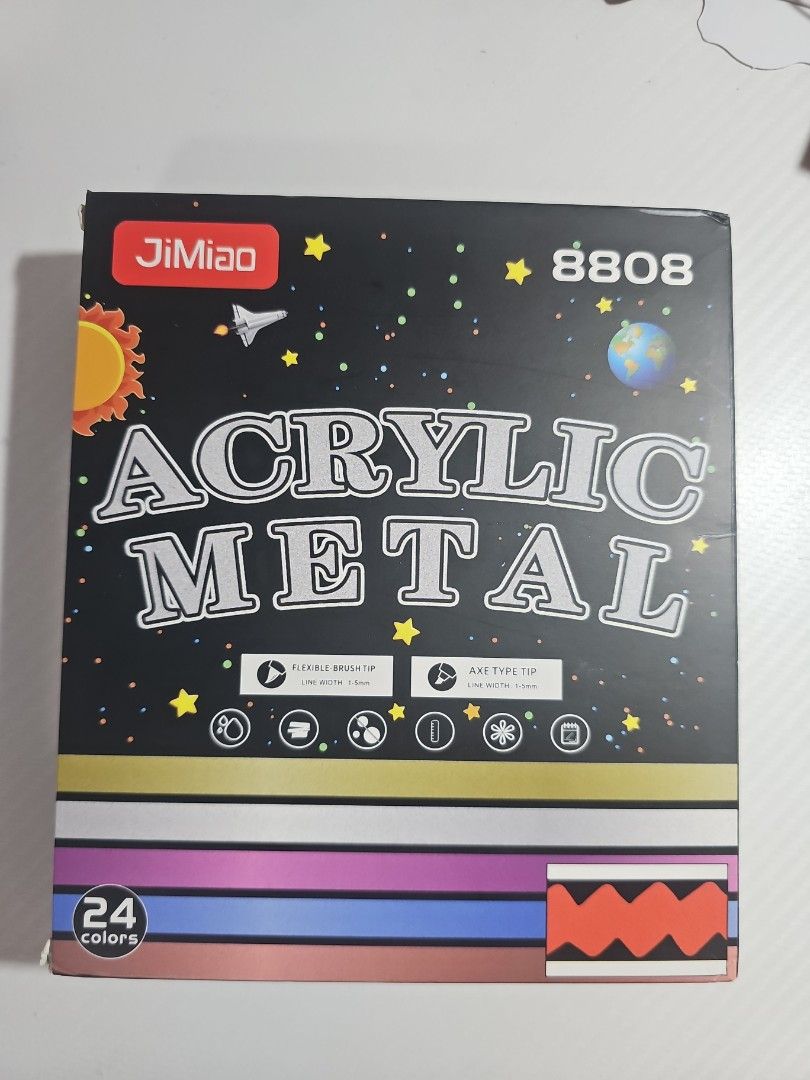 JiMiao Acrylic Metal Paint Set - 24 Colors, Hobbies & Toys, Art ...