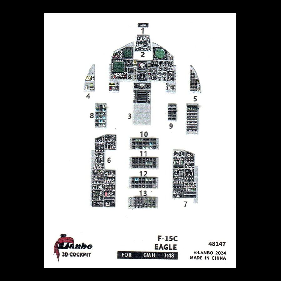 Lanbo 1/48 F-15C Eagle 3D printing cockpit panel (for GWH) #48147, 興趣及 ...
