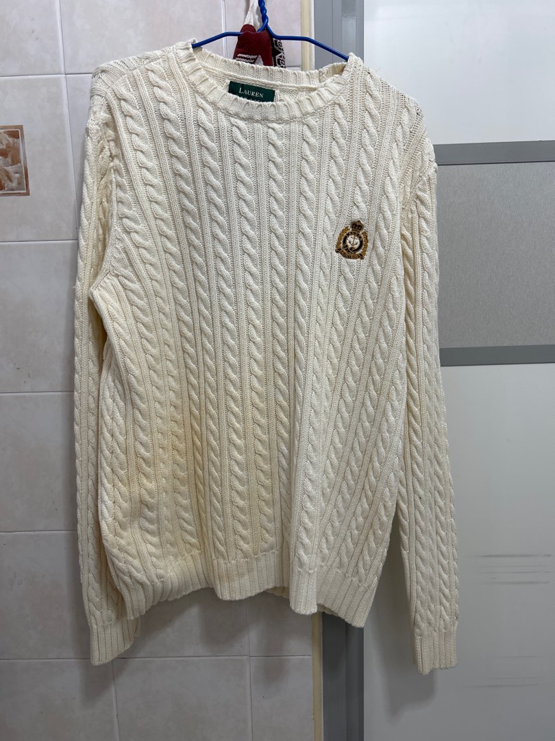 Lauren Cable Knit Sweater, Women's Fashion, Tops, Longsleeves on Carousell