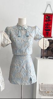Vintage-Style Cheongsam Set - Pastel Floral, Women's Fashion, Dresses ...
