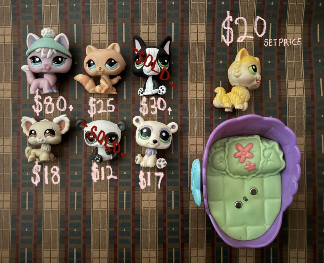 Littlest Pet Shop Figures (LPS) - Dog , raccoon , polarbear , panda ...