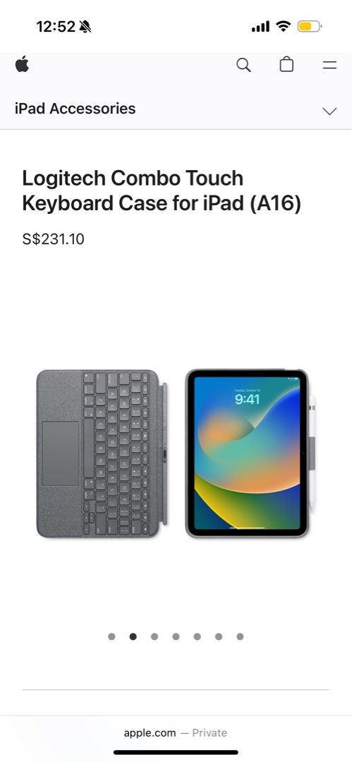 Logitech Combo Touch Keyboard Case for iPad (A16), Mobile Phones ...