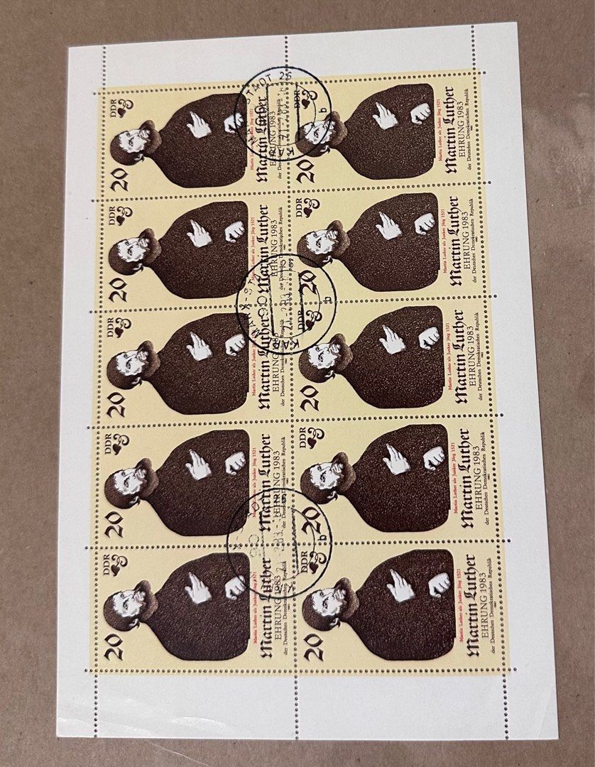 Martin Luther DDR Stamps Sheet CTO, Hobbies & Toys, Memorabilia ...
