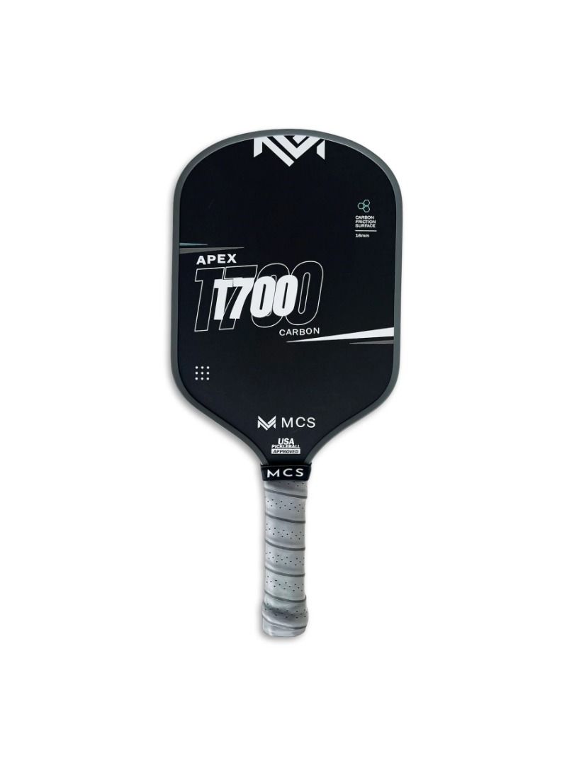 MCS Pickleball Paddle Black White Apex T700 Carbon Fiber Power Drive ...